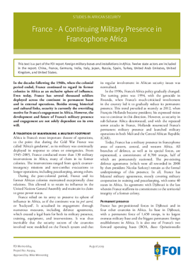 France - A Continuing Military Presence in Francophone Africa